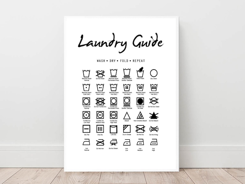 Laundry Instructions Print Laundry Sign Laundry Guide - Etsy Canada