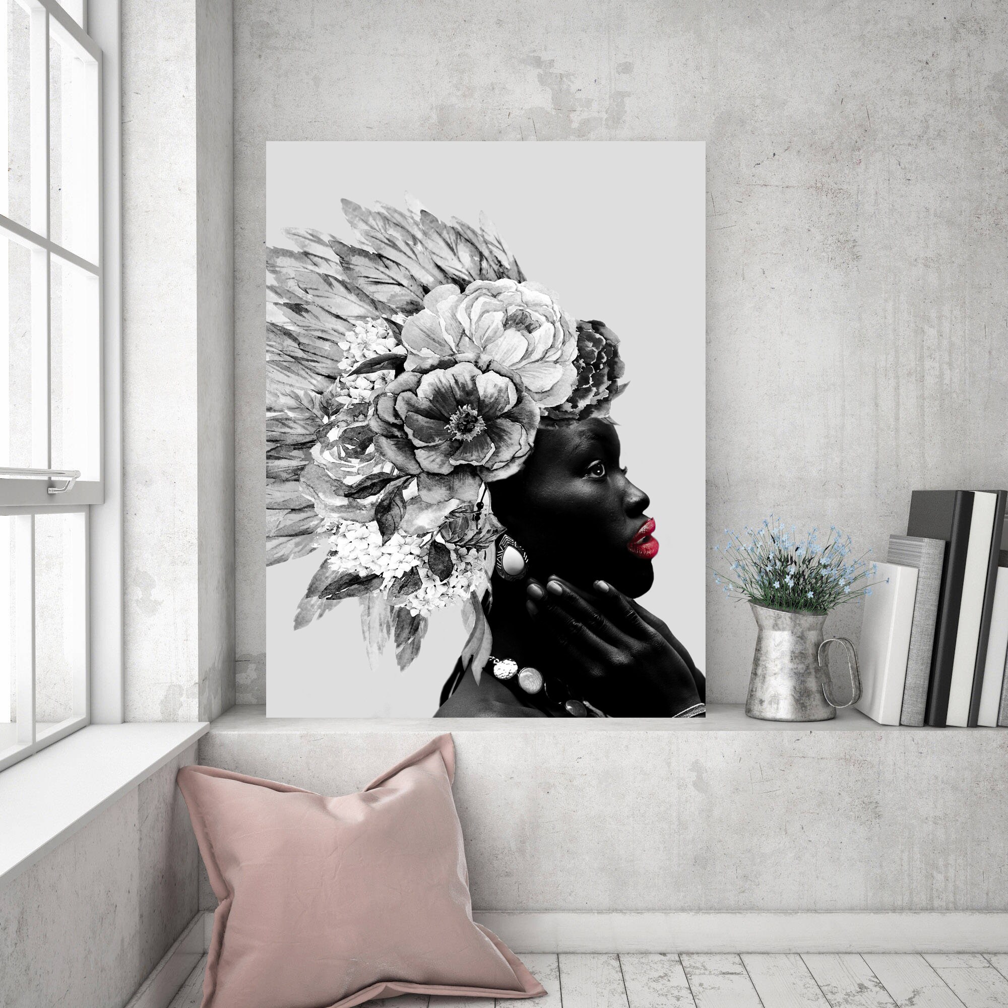 African print woman portrait art print model wall art | Etsy