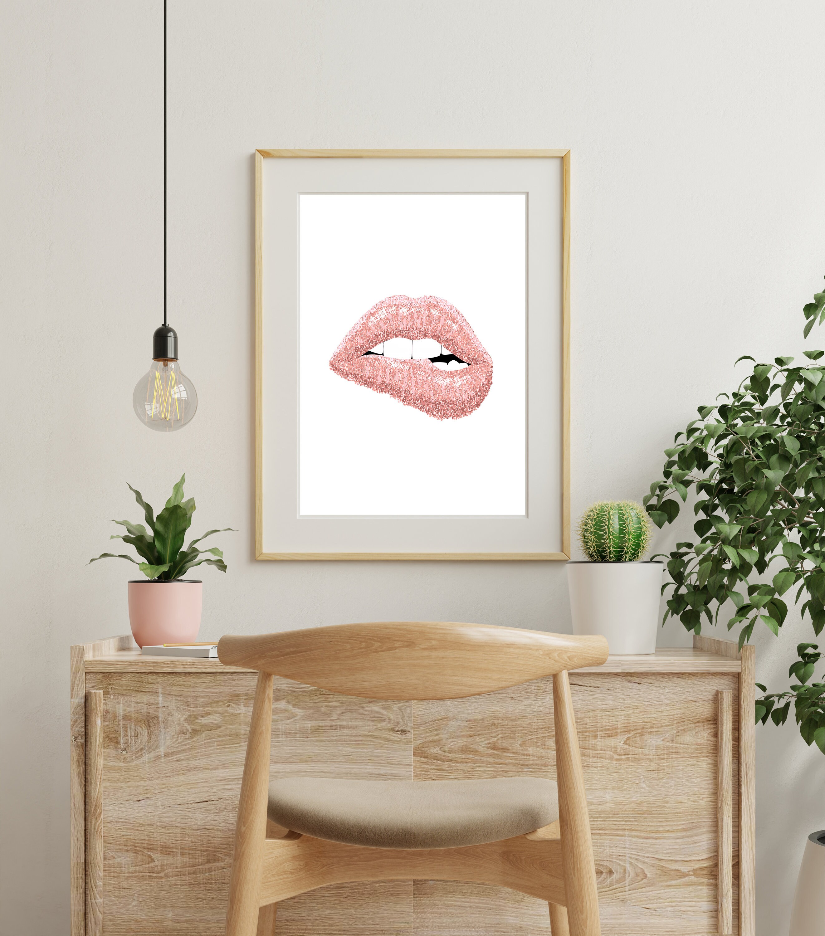 Lips Print Pink Lips Poster Light Pink Wall Art Blush Pink | Etsy