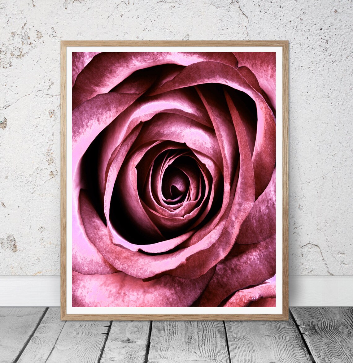 Rose print rose wall art pink flower wall art floral | Etsy