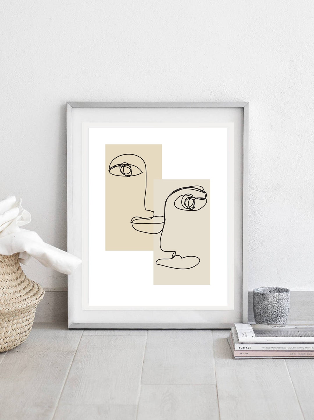 Continuous Line Art Print, Faces Wall Art, One Line Drawing ...