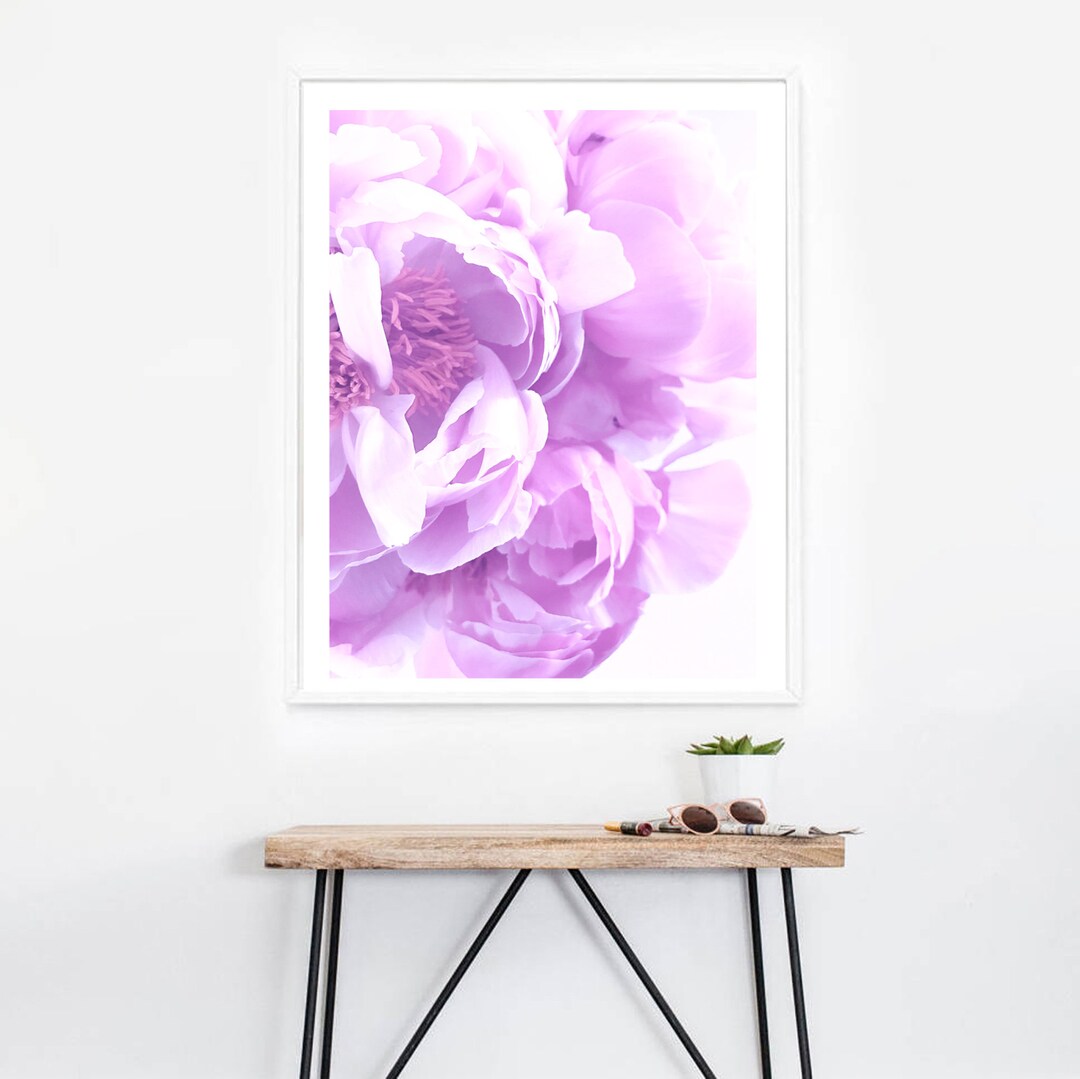 Peony Print, Purple Flower Poster, Pastel Decor, Petals Print, Boho ...