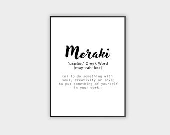 Digital Meraki Definition Print, Meraki Definition, Greek Definition ...