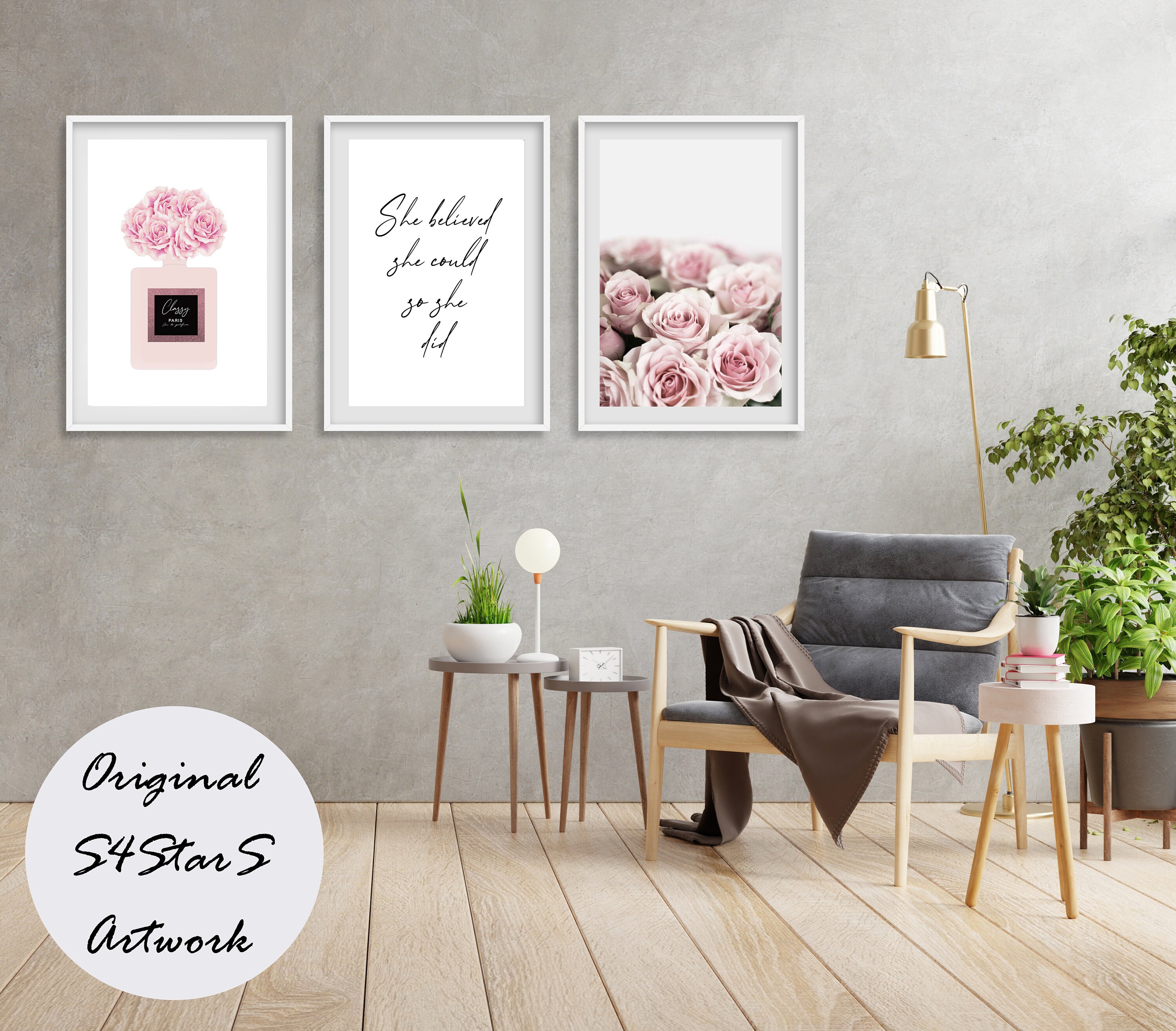 Pink Roses Poster Fashion Prints Blush Pink Wall Art - Etsy