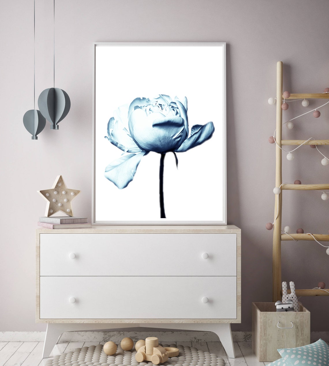 Blue Peony Print Peony Wall Art Flower Photography Minimal - Etsy