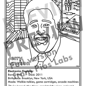 STEM Coloring Page/poster, B&W PDF: Electronics Engineer Jerry Lawson ...
