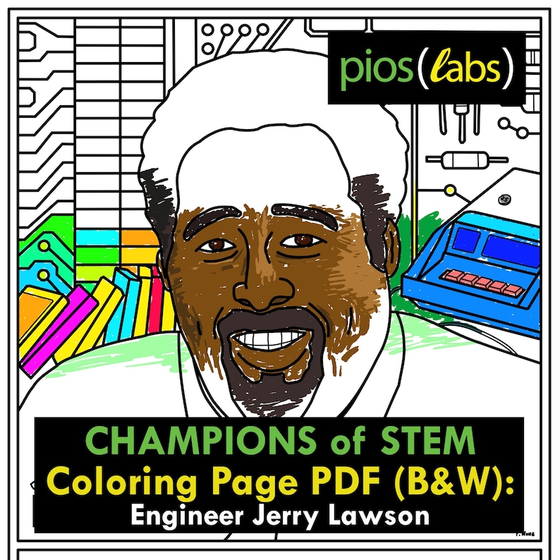 STEM Coloring Page/poster, B&W PDF: Electronics Engineer Jerry Lawson ...