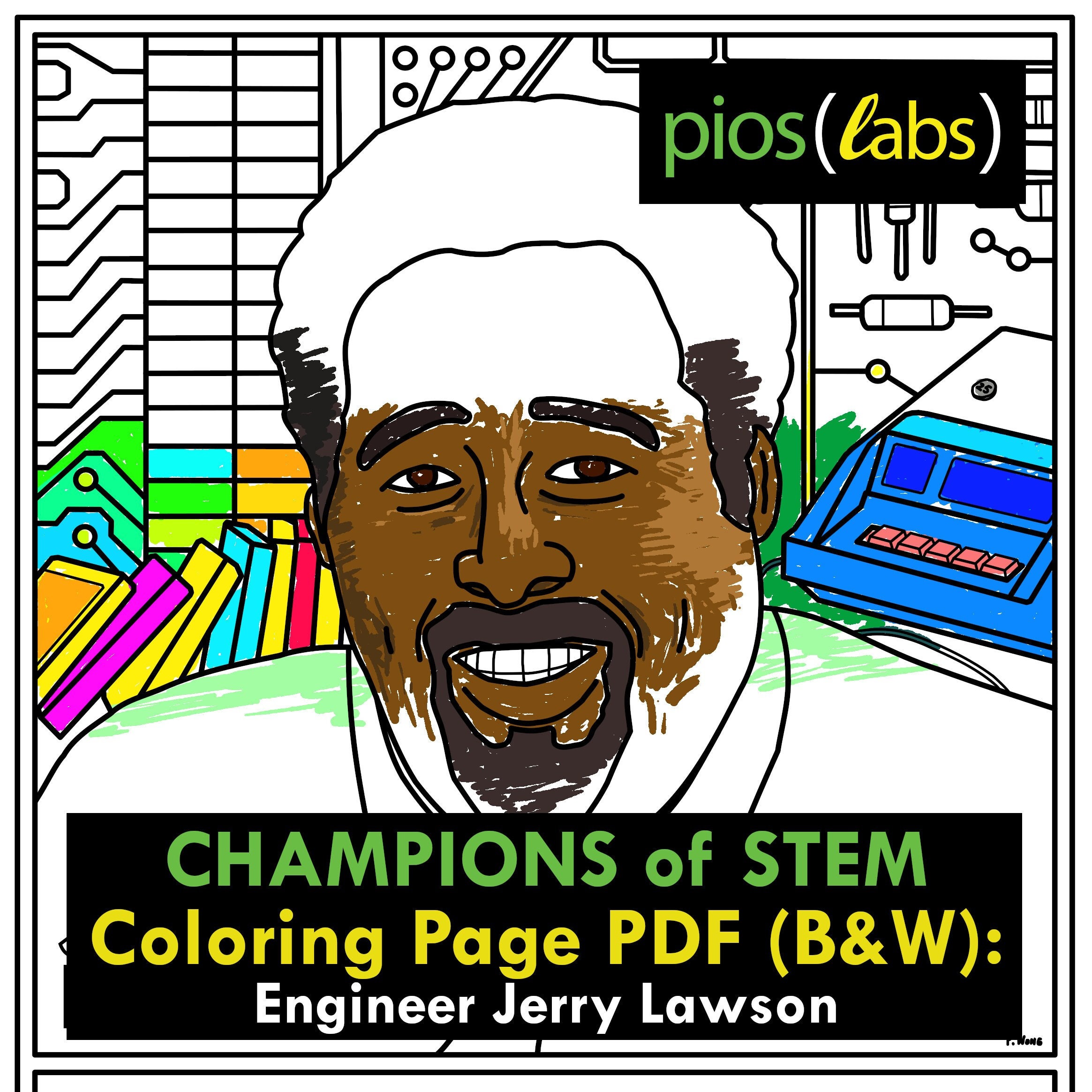 STEM Coloring Page/poster, B&W PDF: Electronics Engineer Jerry Lawson ...