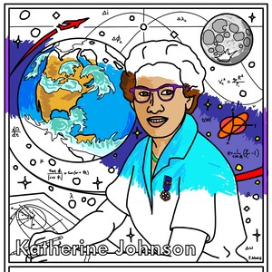 Katherine Johnson Coloring Page: NASA Mathematician, Aerospace ...