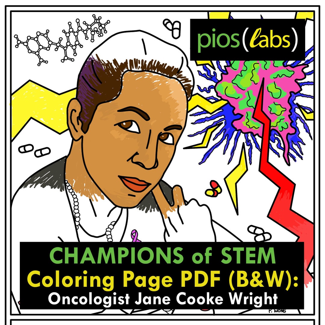 Scientist Coloring Page/poster, B&W PDF: Oncologist Jane Cooke Wright ...