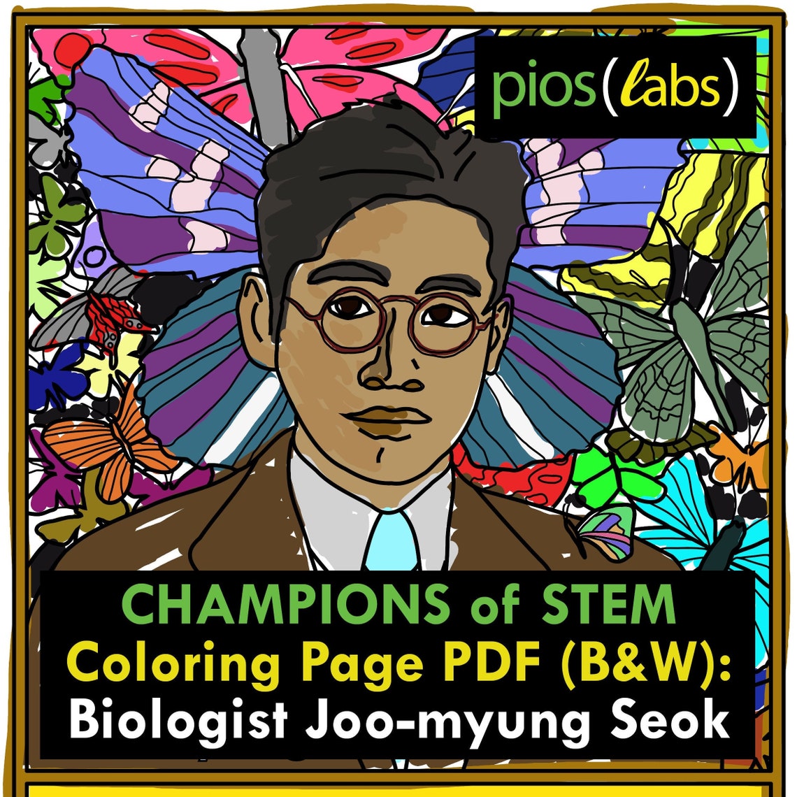 Scientist Coloring Page/poster, B&W PDF: Biologist Joo-myung Seok ...