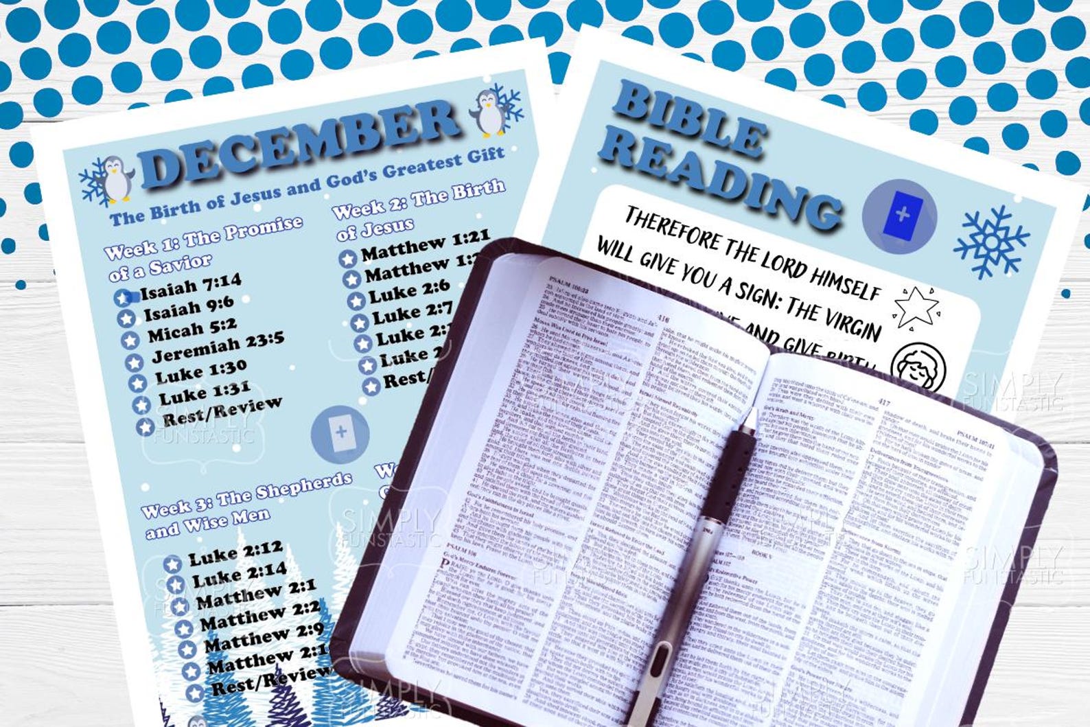 December Kids' Bible Reading Plan: Christmas Scripture Chart (digital ...