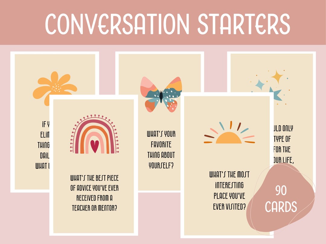 Boho Conversation Starter Cards: 90 Fun Discussion Questions (digital ...