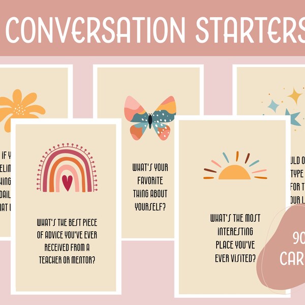 Boho Dinner Party Ice Breaker Cards 90 Questions for Fun Conversations ...