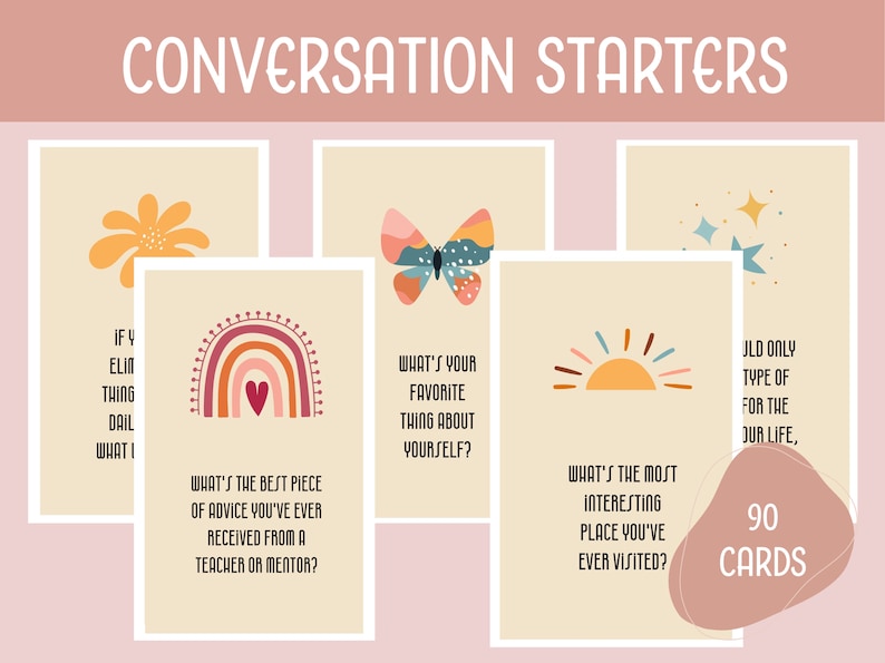Boho Dinner Party Ice Breaker Cards 90 Questions for Fun Conversations ...
