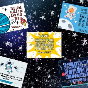 30 Outer Space Kids Scripture Cards children's Memory Verse Cards Bible ...