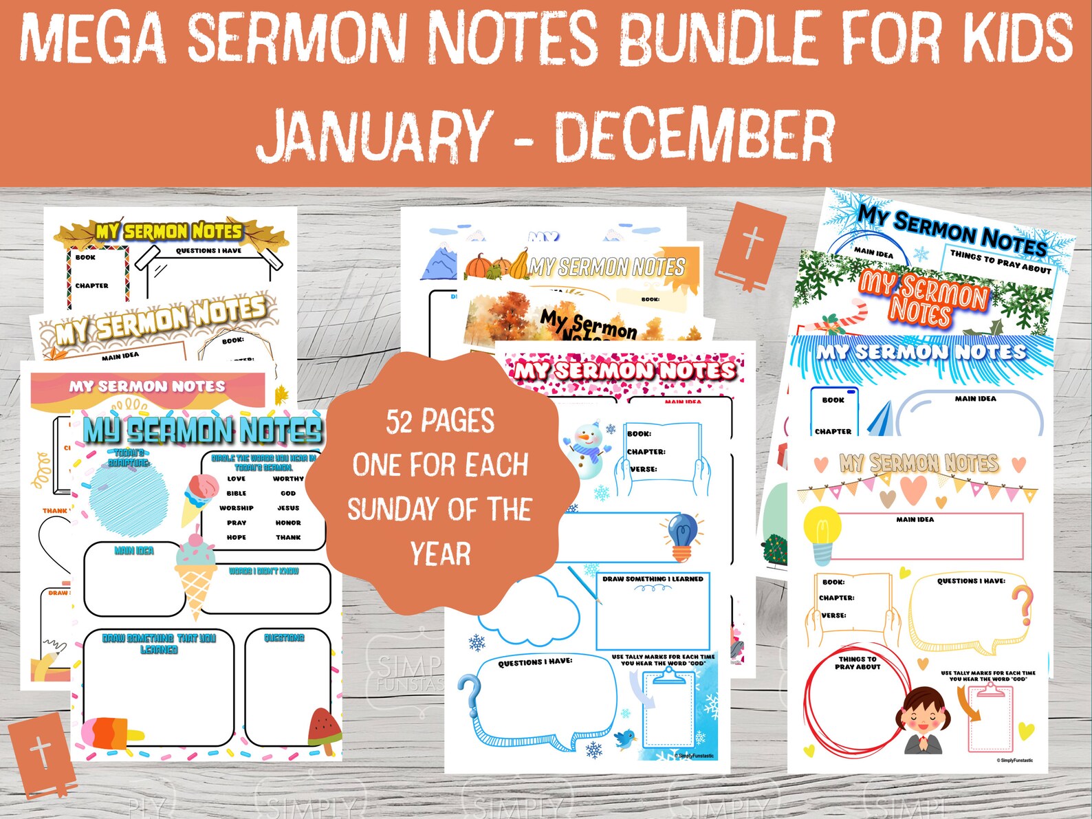 Mega Sermon Notes Bundle for Kids, Children's Sermon Notes, Bible Study ...