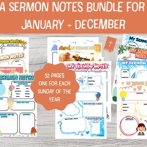 Mega Sermon Notes Bundle for Kids, Children's Sermon Notes, Bible Study ...