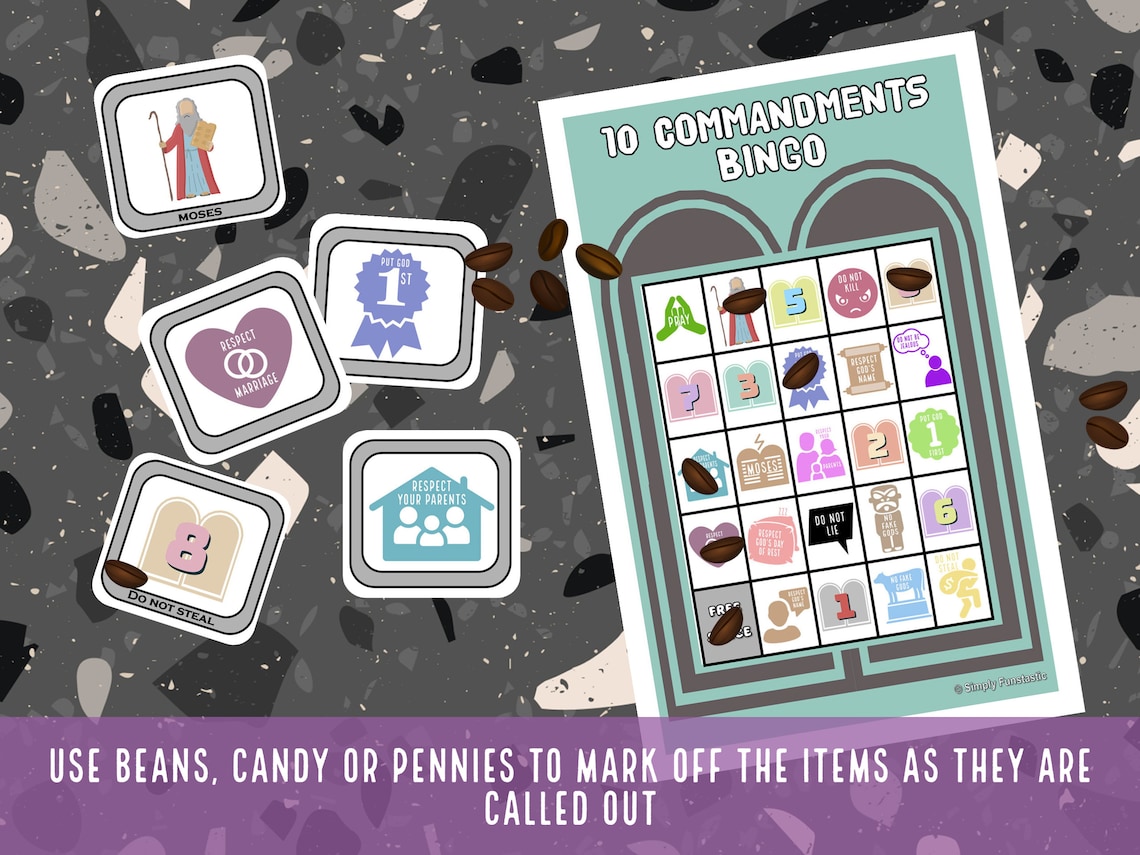 Ten Commandments Bingo Game: Sunday School Bible Lesson (PDF Download ...