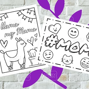Mother's Day Coloring Pages for Kids: Llama Mama Printable (PDF) - Etsy