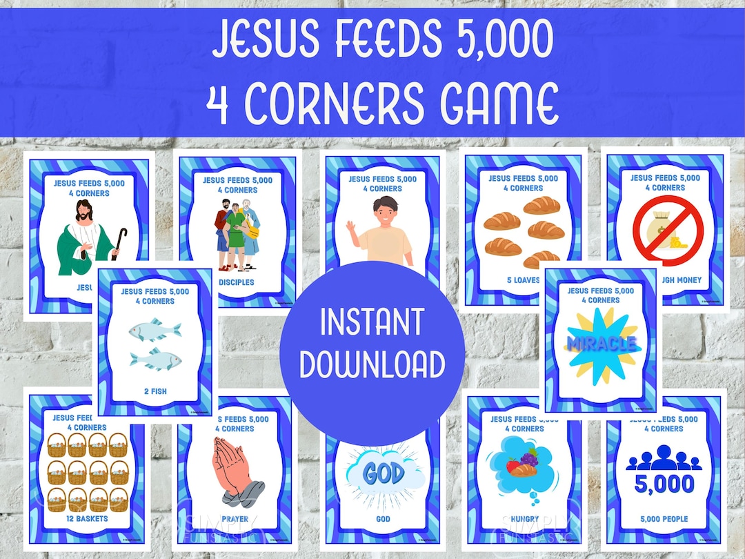 Jesus Feeds 5,000 Story 4 Corners Game, Church Kids Game, Church ...
