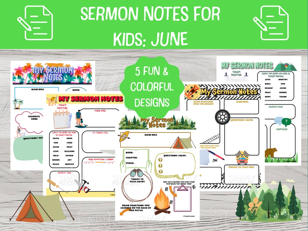 Kids Sermon Notes: June Bible Study Printable (PDF) Bible Journal ...