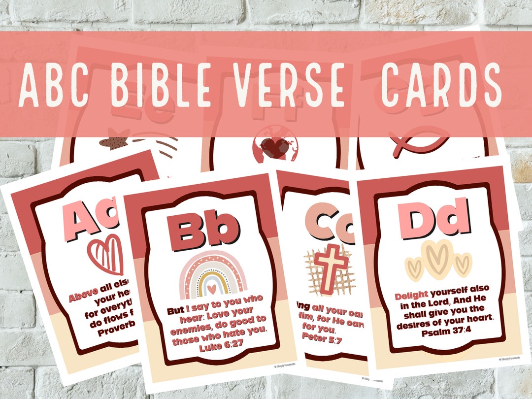 ABC Bible Scripture Flashcards, Memorization Bible Verse Alphabet Card ...
