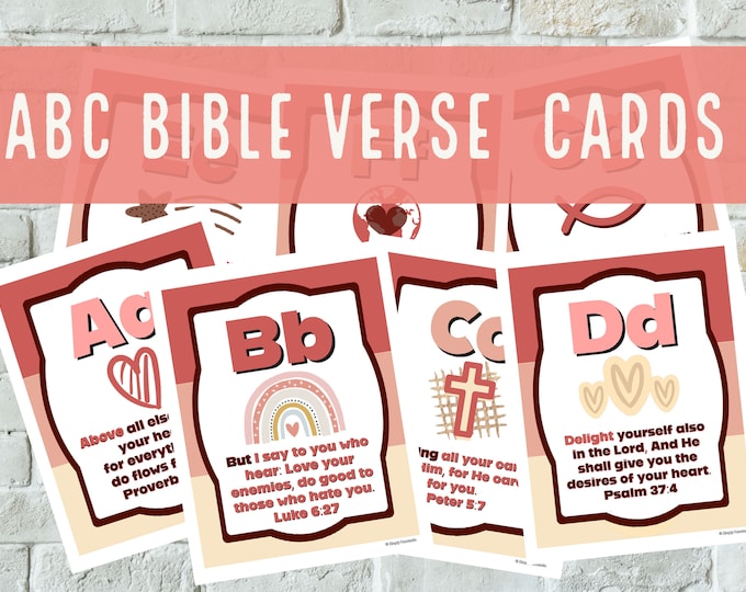 Bible Verse Cards for Children, A to Z Bible Kids Room Printable, Bible ...