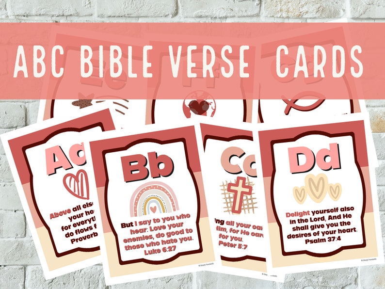 ABC Bible Verse Flashcards: Printable Scripture Alphabet Set (digital ...