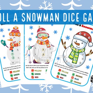 Roll A Snowman Dice Game Printable | Christmas Game | Winter Game ...