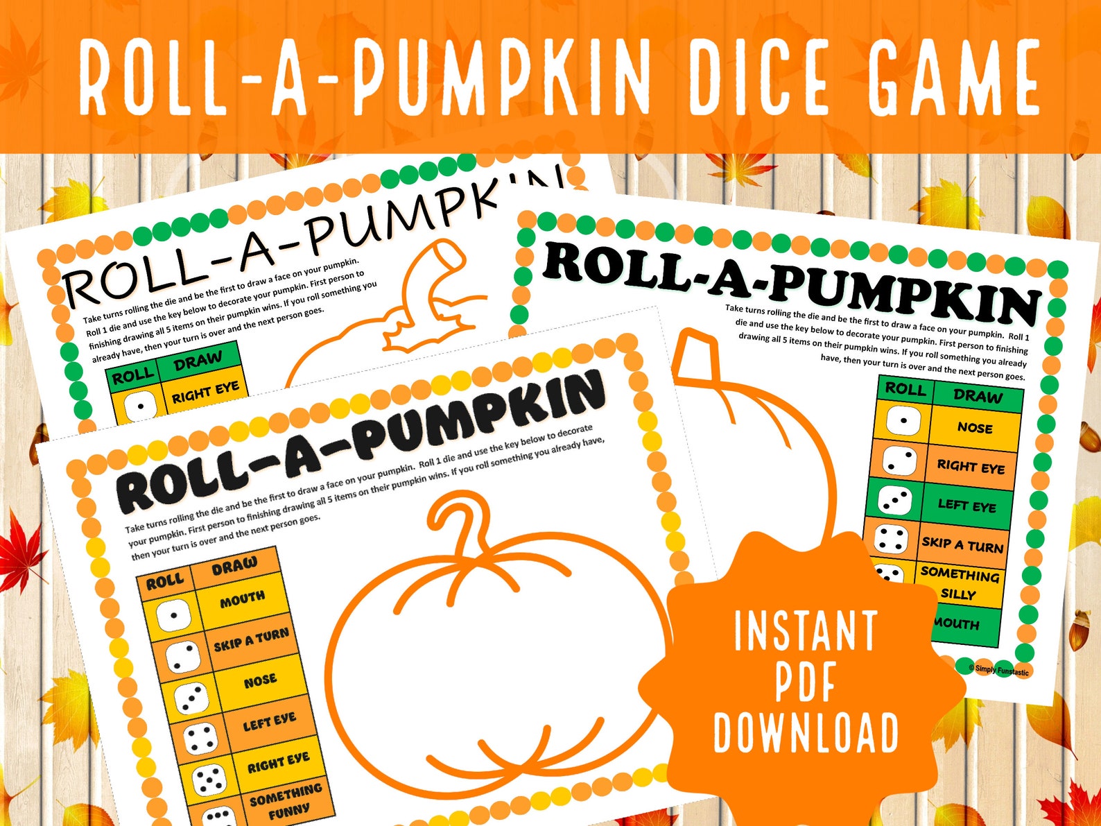 Roll a Pumpkin Game: Fall Halloween Party Activity (PDF) - Etsy