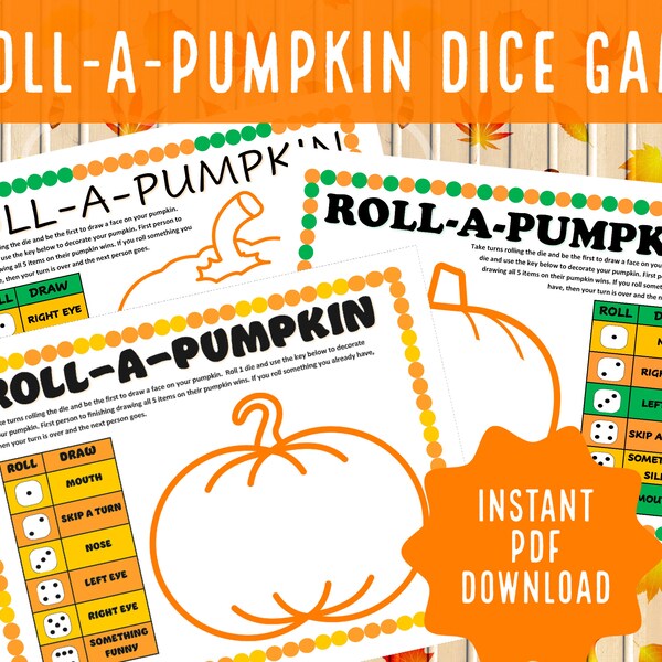 Roll a Pumpkin Dice Game - Etsy