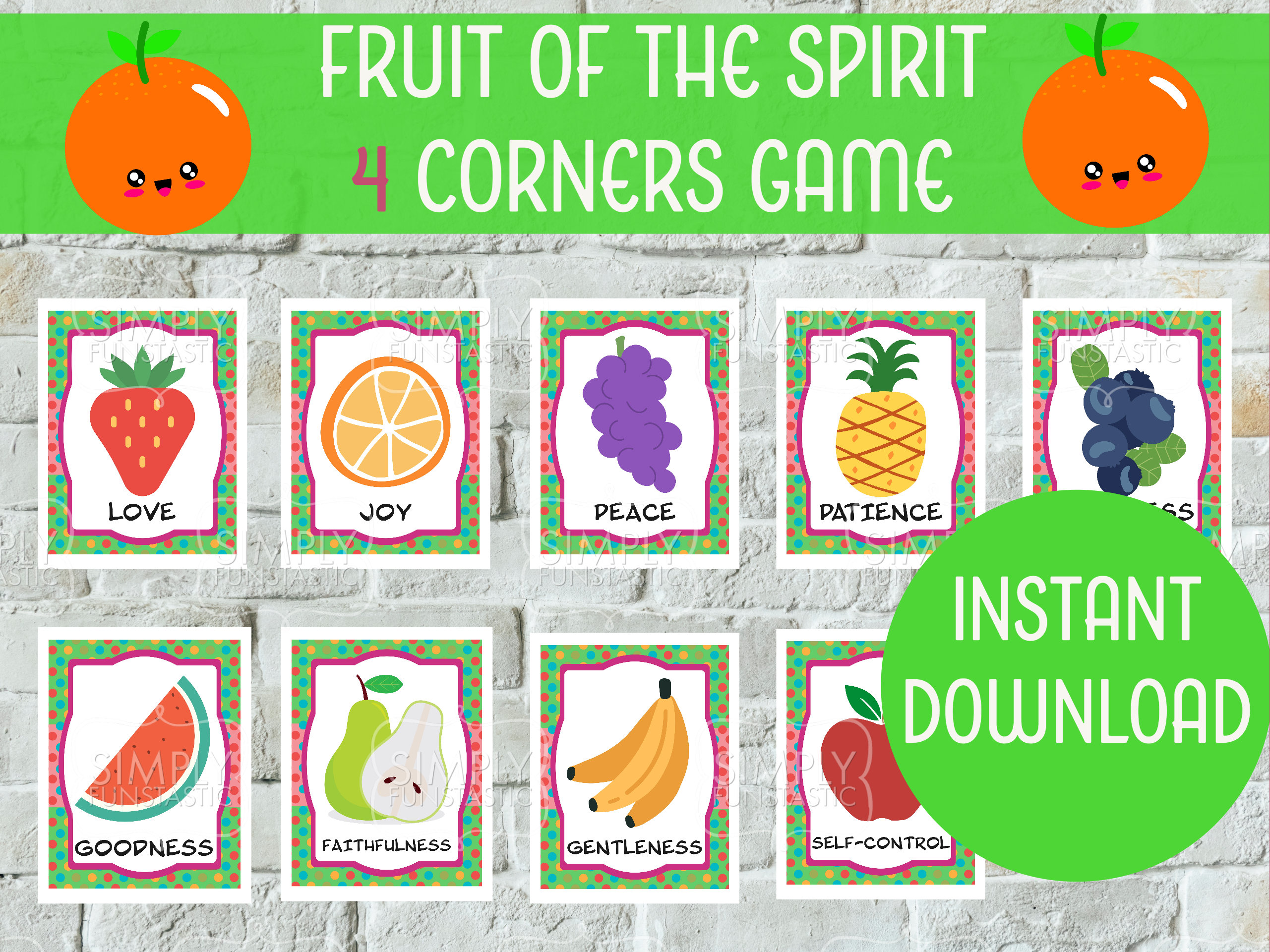 Fruit of the Spirit 4 Corners Game: Printable Church Activity (PDF ...