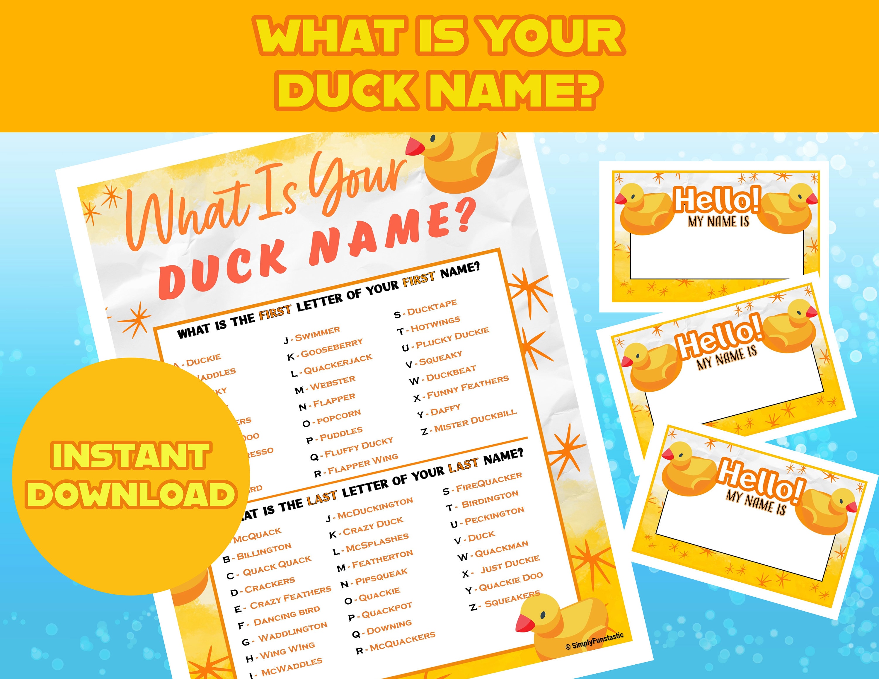 What is Your Duck Name? | Duck Game | Duck Name Tag | Ducky Game ...
