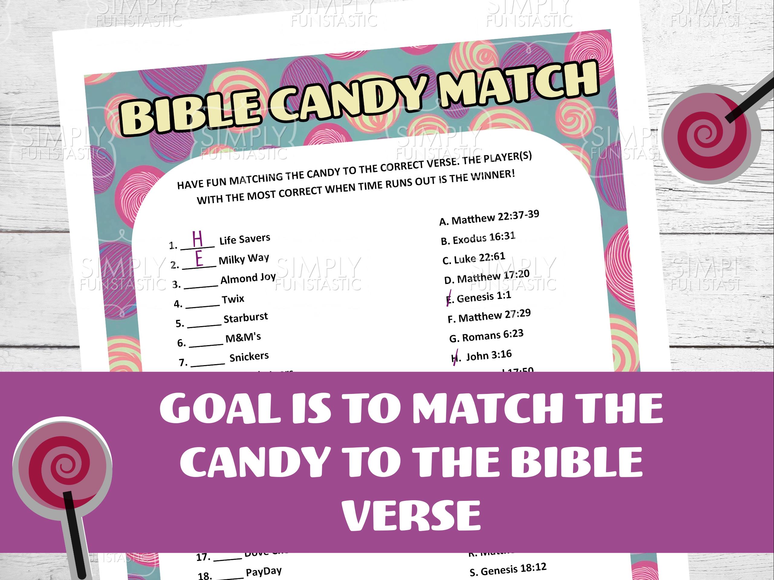 Bible Candy Match Game: Fun Church Activity (digital Download) - Etsy