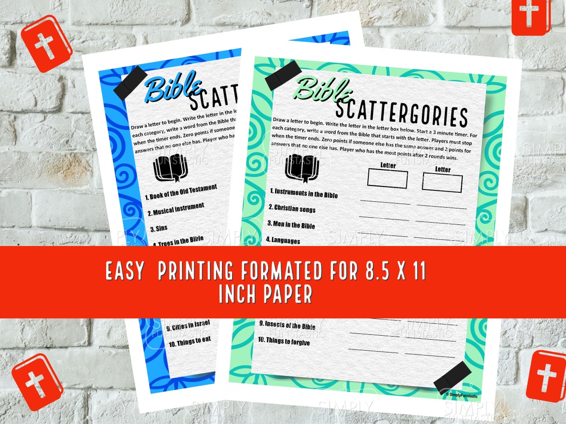 Bible Scattergories Game | Bible Word Game | Christian Game | Church ...