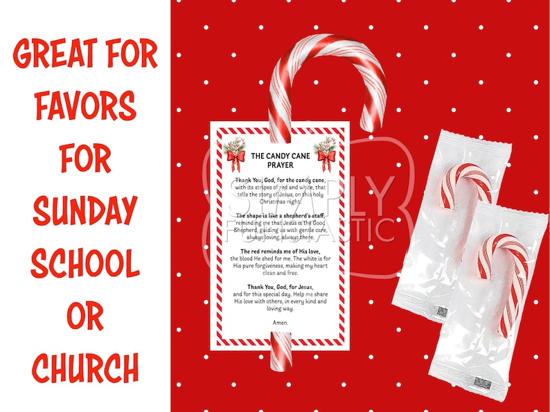 Candy Cane Prayer, Candy Cane Holder, Christmas Favor, Candy Cane Poem ...