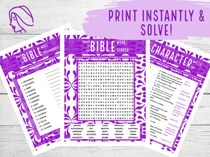Women of the Bible Activity Bundle: Printable Sunday School Games ...