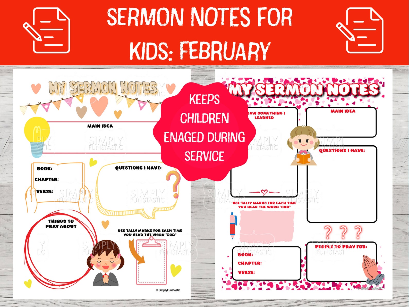 Kids Sermon Notes: February Church Printable (PDF Download) Colorful ...