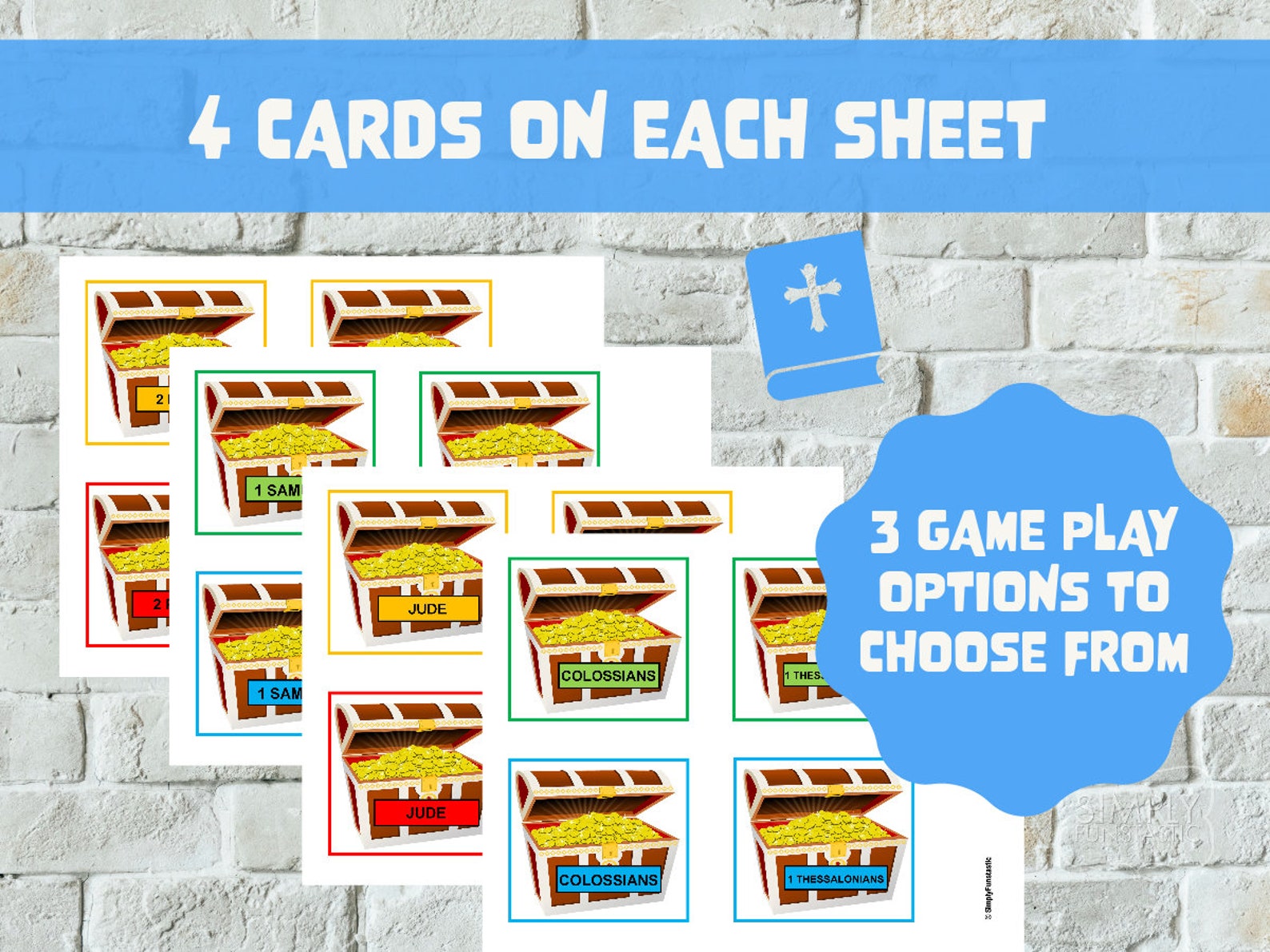 Treasure Chest Books of the Bible Flashcards & Games| Bible Printable ...