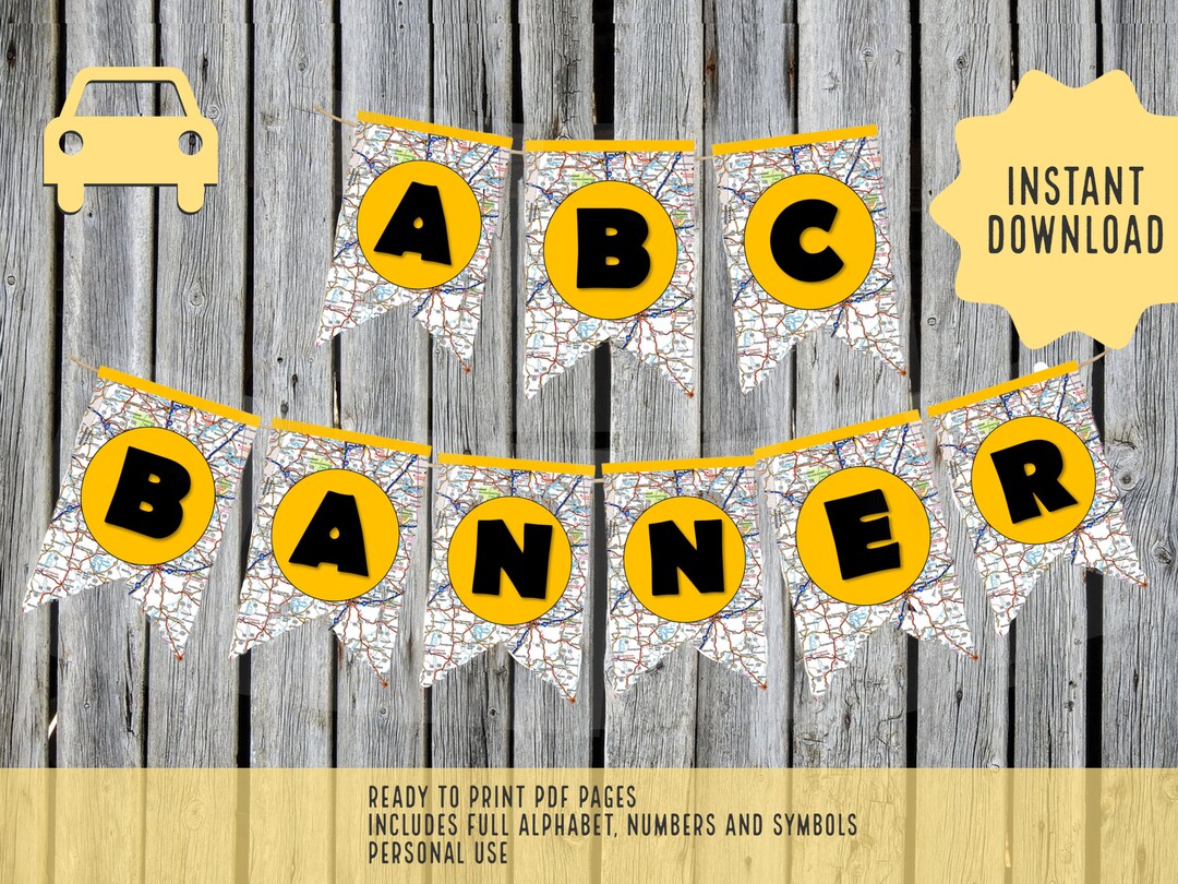 Road Map Banner: Travel Theme Party Decor (printable, Instant Download ...