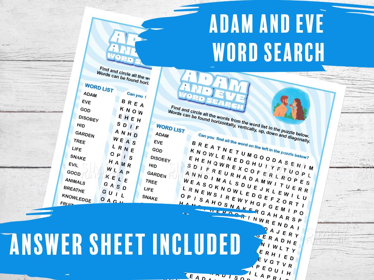 Adam and Eve Bible Activity Pages: Sunday School Printables (PDF), Word ...