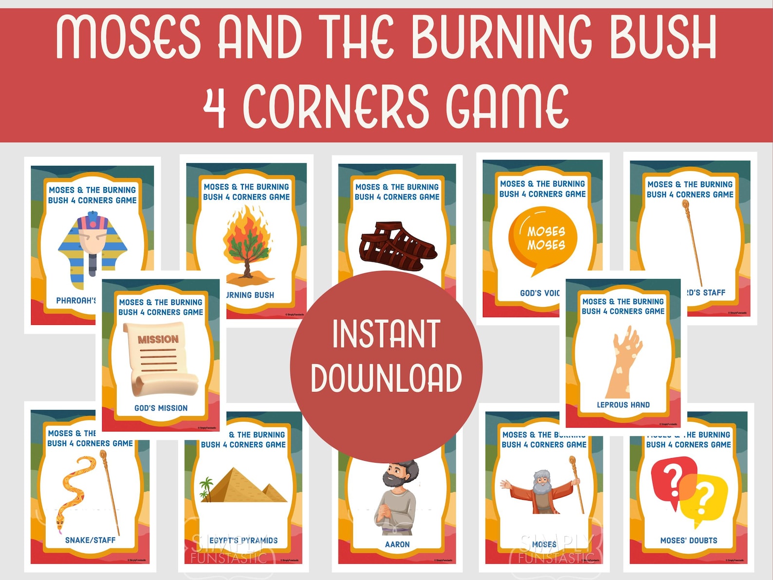 Moses & the Burning Bush 4 Corners Game, Moses Game, Church Game ...