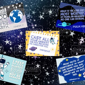 30 Outer Space Kids Scripture Cards children's Memory Verse Cards Bible ...