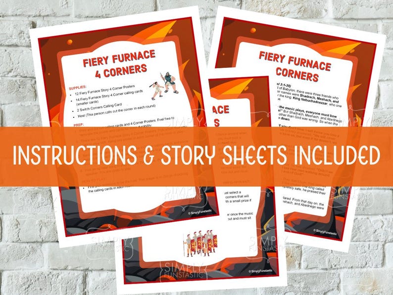 Fiery Furnace 4 Corners Bible Game: Kids Church Activity Digital ...