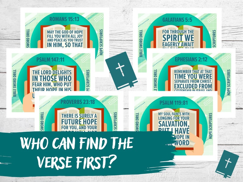 Hope Scriptures Bible Sword Drill Game Scripture Hunt 60 Verse Cards ...