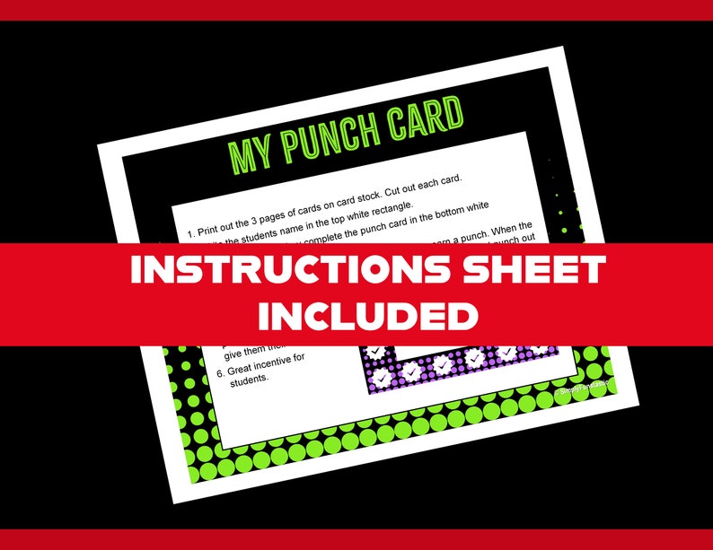 Gaming Theme Punch Cards | Reward Punch Cards | Punchcard | Kid's ...