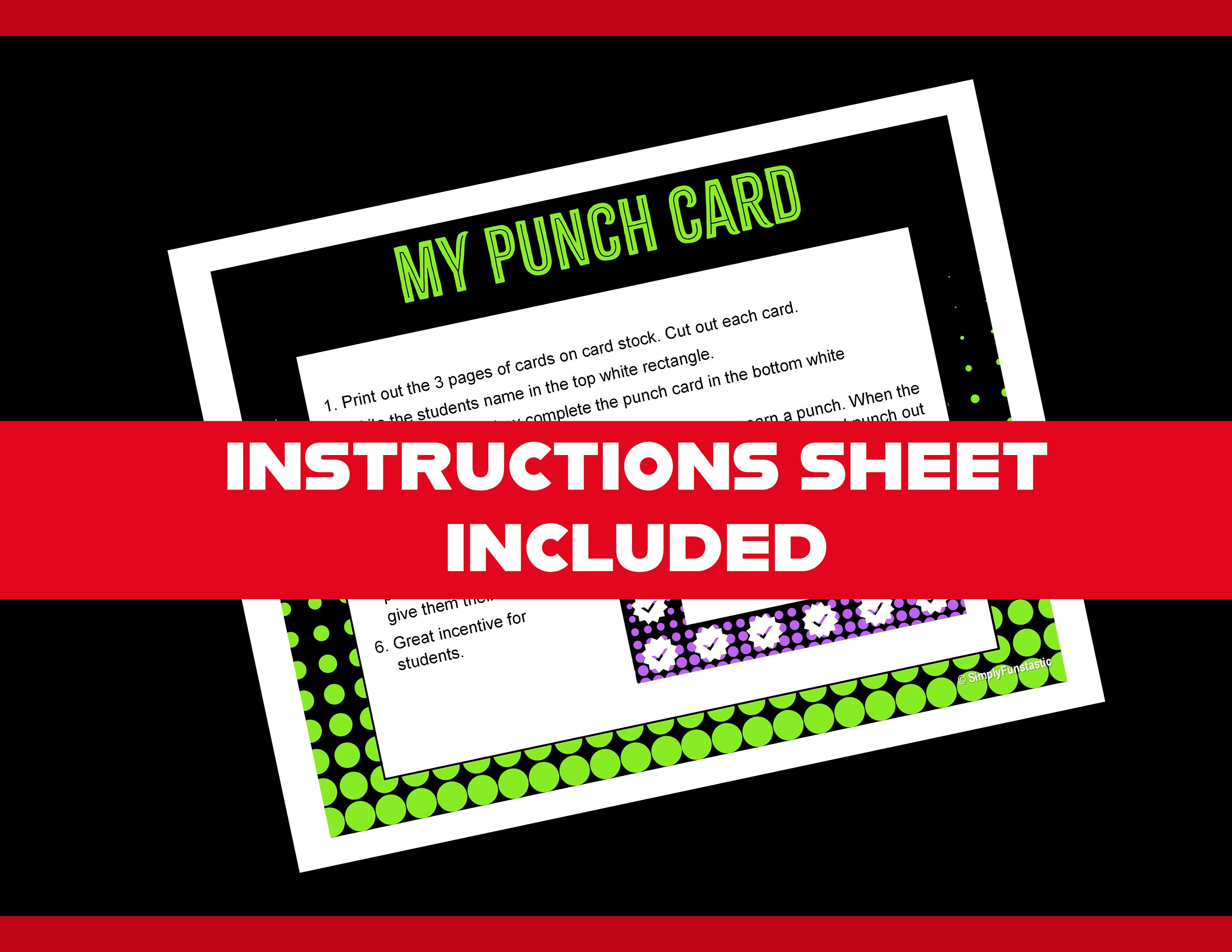 Gaming Theme Punch Cards | Reward Punch Cards | Punchcard | Kid's ...