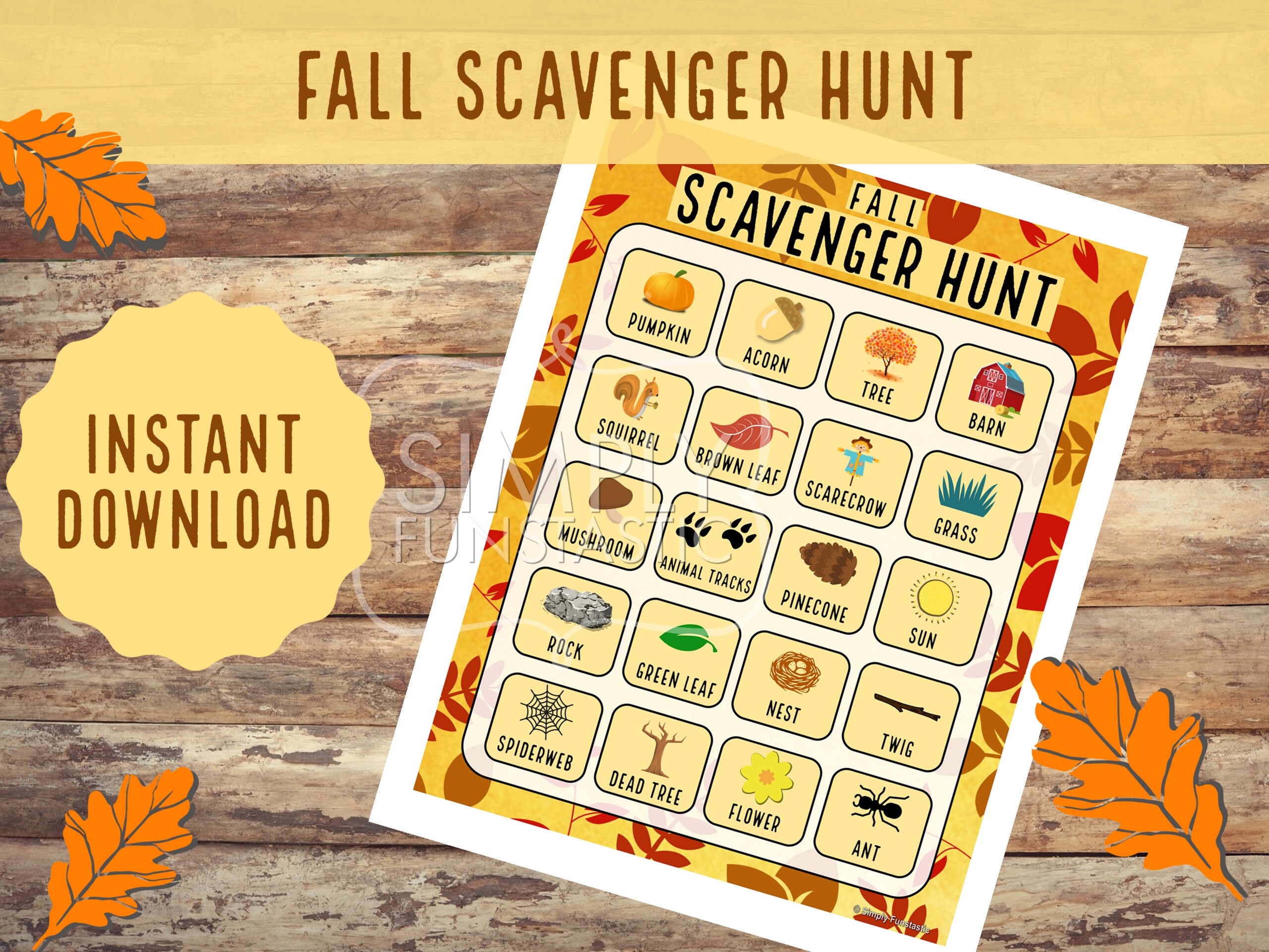 Fall Autumn Scavenger Hunt | Fall Hunt Game| Fall Seek & Find Game ...