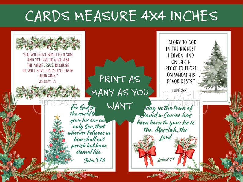 Christmas Scripture Cards, Christmas Bible Verse Cards, Christian ...